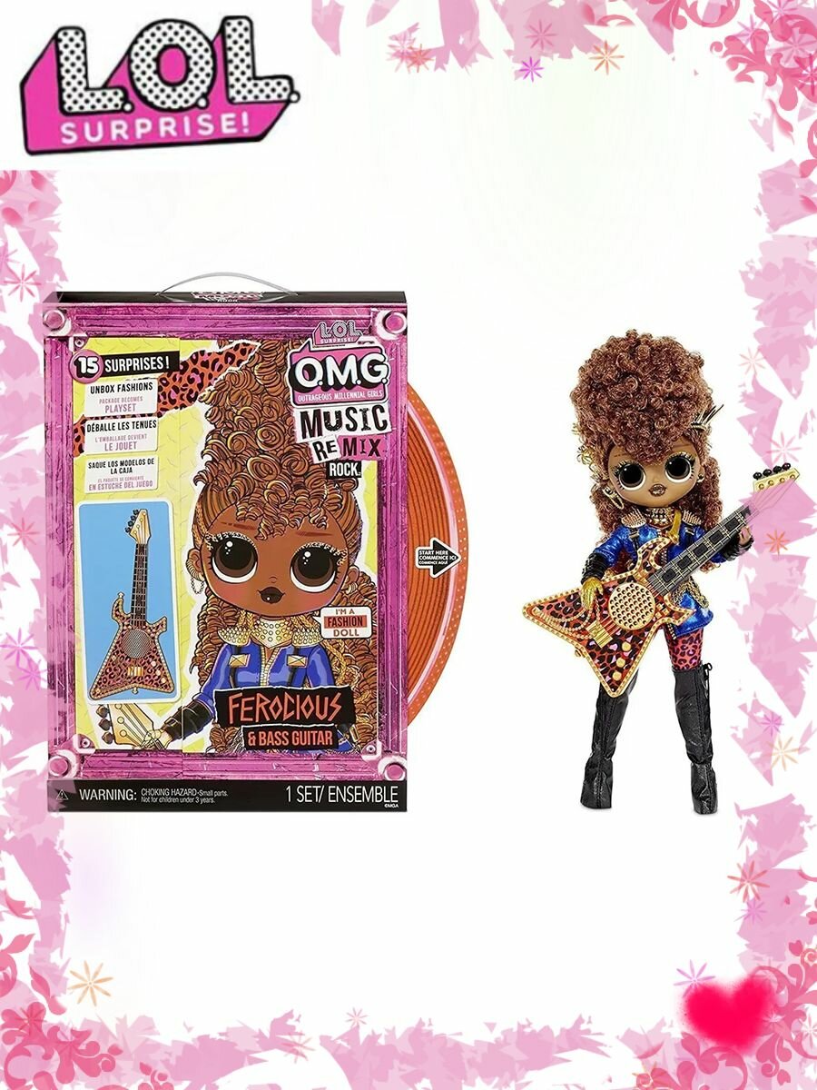 Кукла LOL Surprise! OMG Remix Rock - Ferocious and Bass Guitar кукла лол с бас-гитарой, 577591
