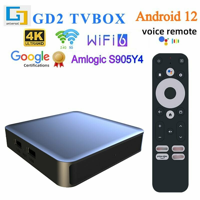 GD2 Smart TV Box Wifi6 Bluetooth Android 14 4K HD 8 дюймов/16 дюймов Двойной Google Voice Assistant Медиаплеер