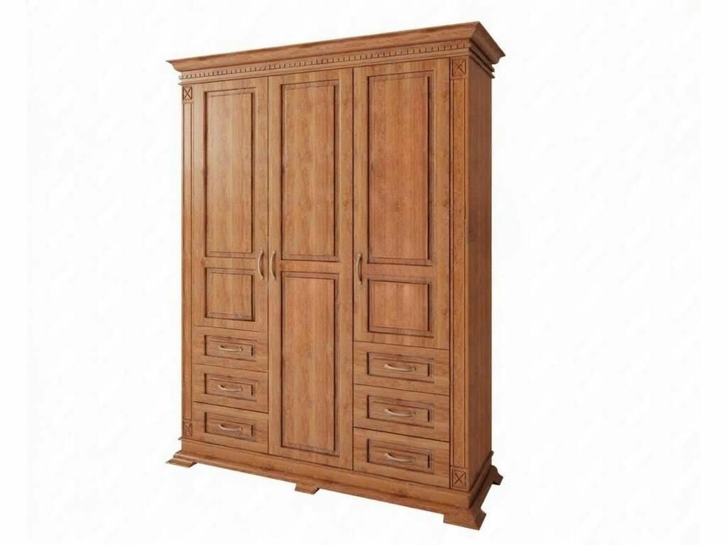 Шкаф Верди №522 из Массива сосны, 150х55х220 см, классический орех 2