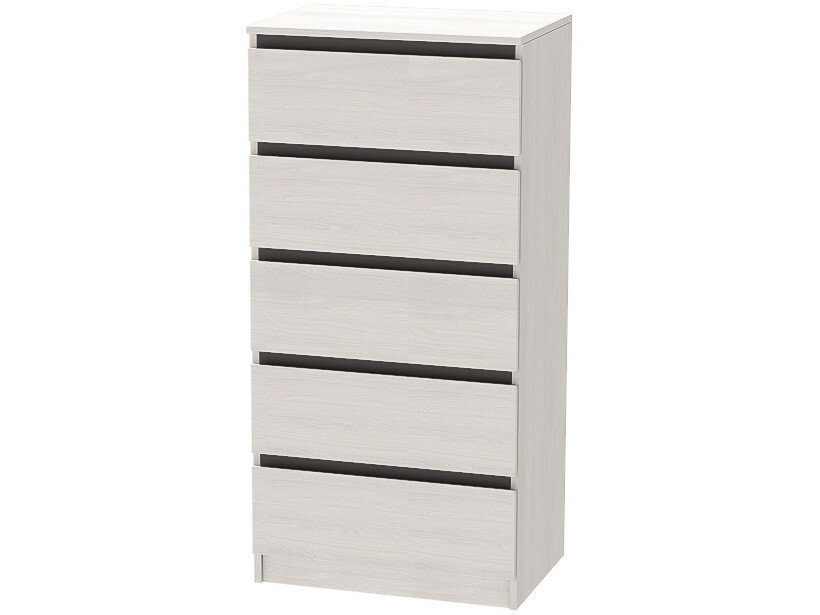 Комод 5-Ящиков, на роликовых направляющих, ЛДСП, Ясень Анкор Светлый/Графит