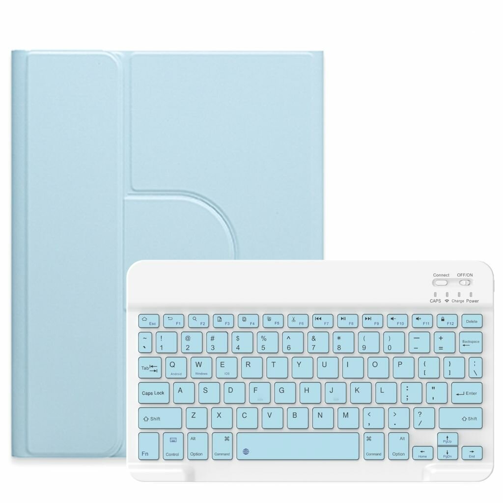 1 комплект ipad 10.2 (7/8/9, беспроводная клавиатура, магнитный защитный чехол-синий