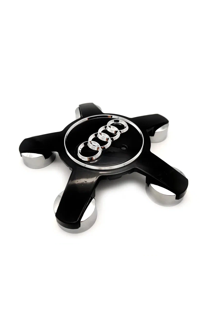 Колпачок, заглушка на диск колеса Audi Звезда 135 мм. черный с хромом (1 колпачок)