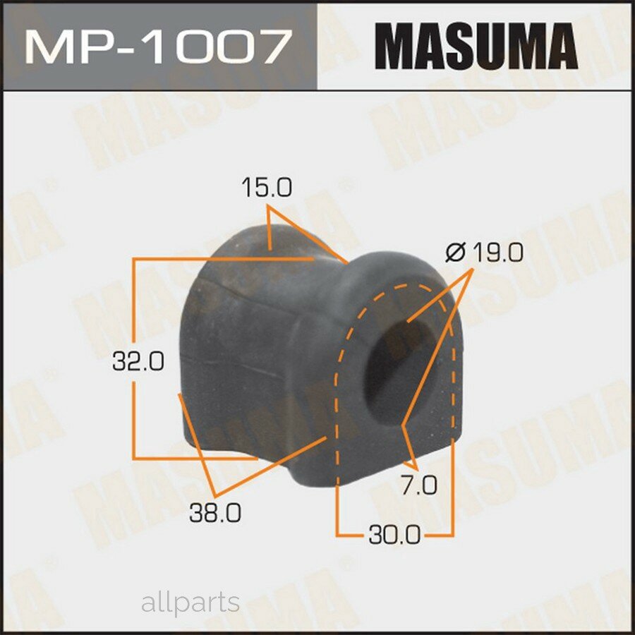 MASUMA MP-1007 Втулка стабилизатора зад. D19мм. TOYOTA AVENSIS ADT25, AZT25, CDT250, ZZT25 2003-2008