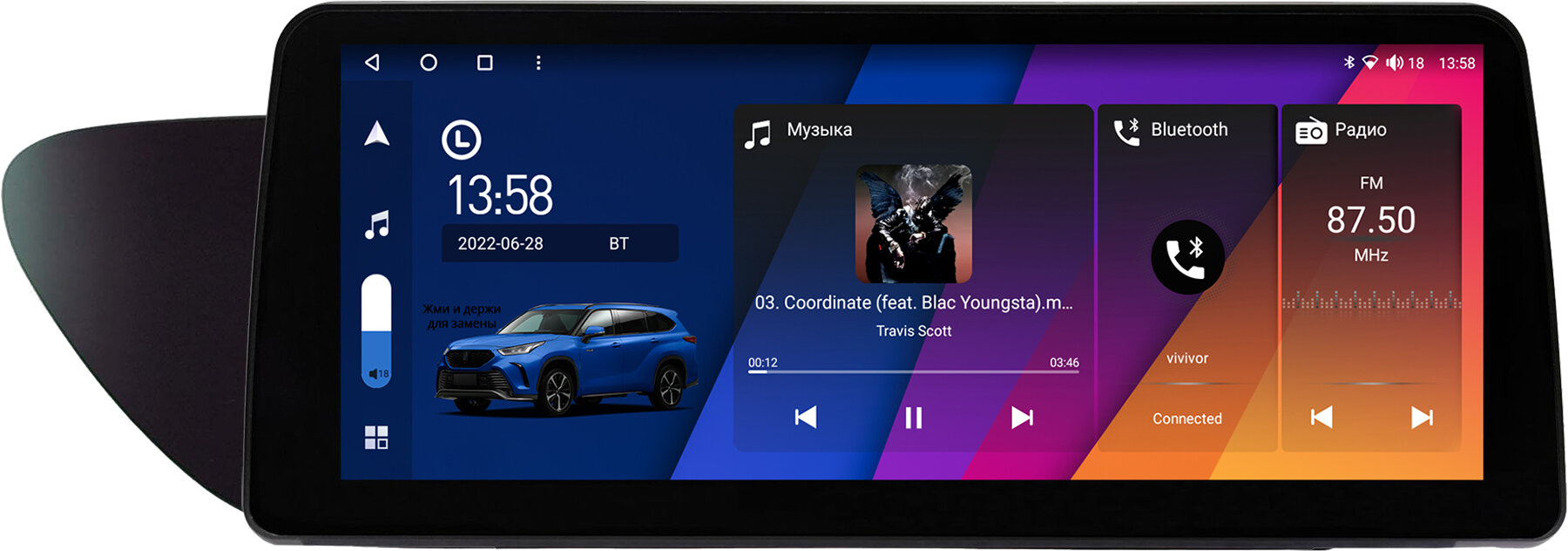 Штатная магнитола Lexus ES 6 2012-2018 12.3 дюйма Canbox M-Line 7811-0492 на Android 10 (4G-SIM, 2/32, DSP, QLed) BMW Style