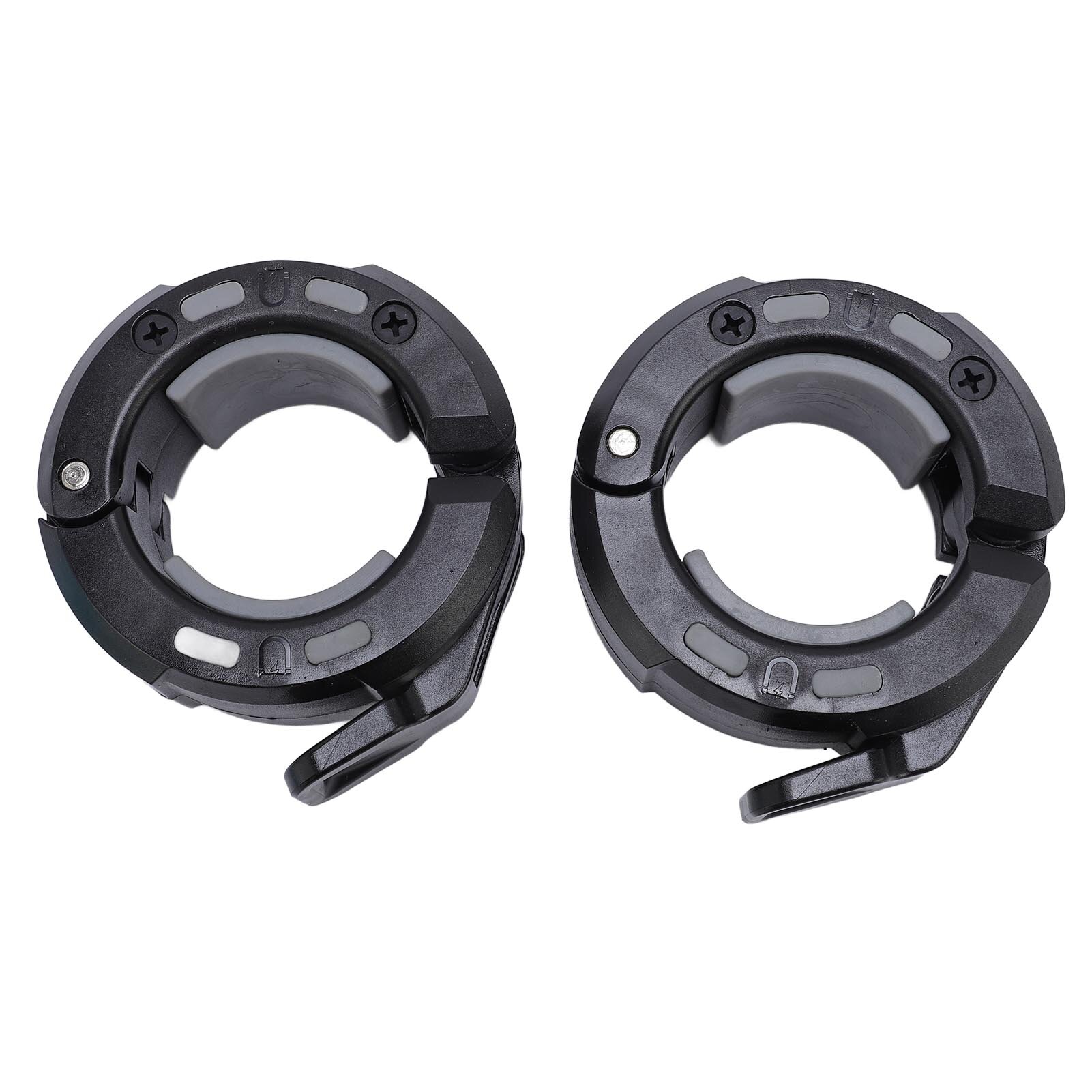 2 магнитных быстросъемных зажима для штанги, фиксаторы блинов, зажимы для грифа 50 мм, для тренировок по тяжелой атлетике, черные и серые.