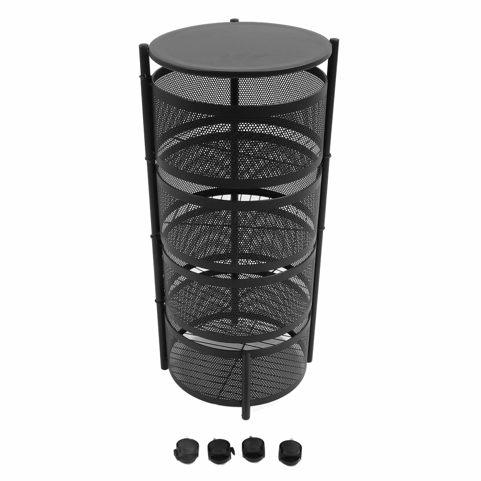 Кухня вращающаяся стойка для хранения углеродистая сталь забор с 4 вращающими корзинами для фруктов для фруктовых овощей черные 4 слоя