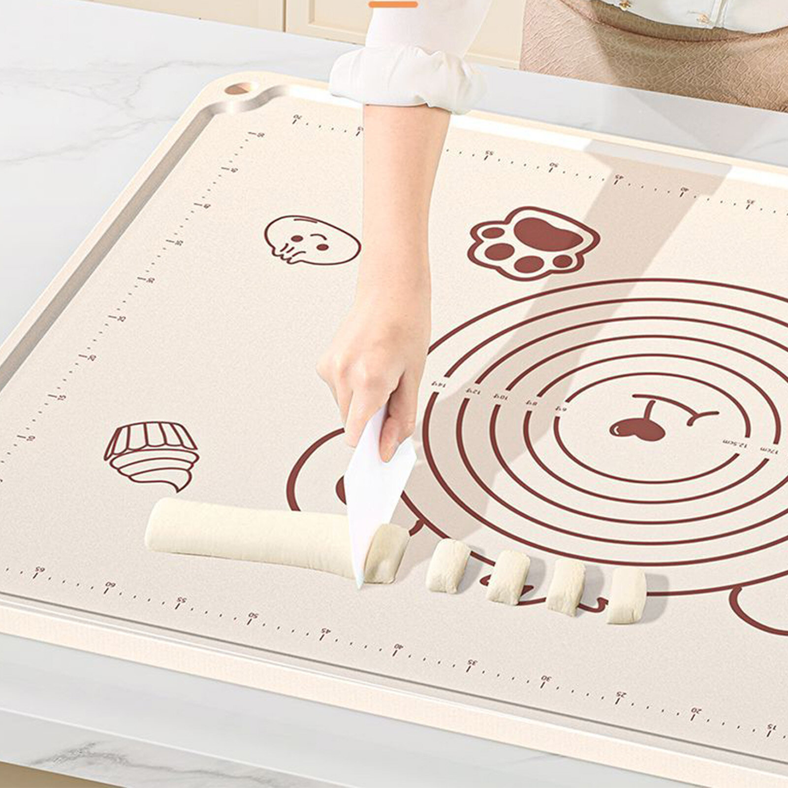 Коврик для выпечки предотвращает скольжение, утолщенный силиконовый коврик для раскатки теста без запаха с весами для выпечки пиццы