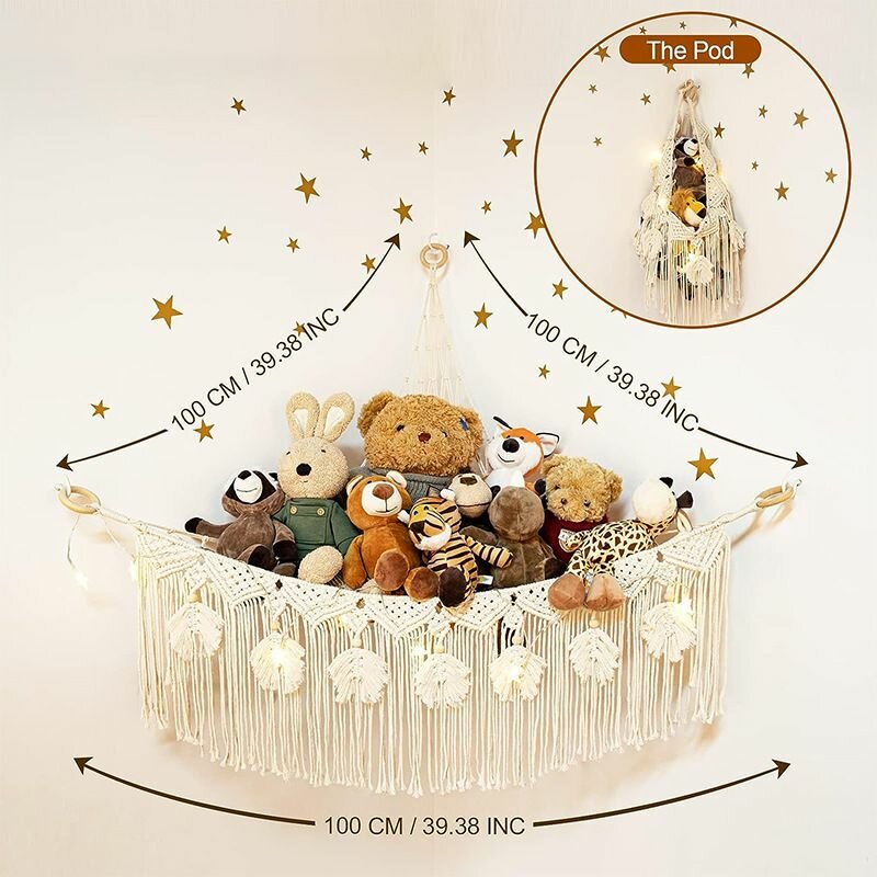 Гамак для хранения игрушек, угловой, хлопковый, 100% натуральный, для детской комнаты