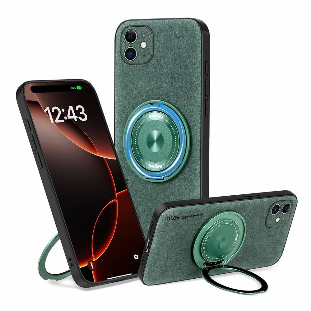 Чехол на айфон 11 с поддержкой MagSafe/ магсейф для Apple iPhone 11 для использования магнитных аксессуаров, противоударный, вращающееся на 360металлическое кольцо