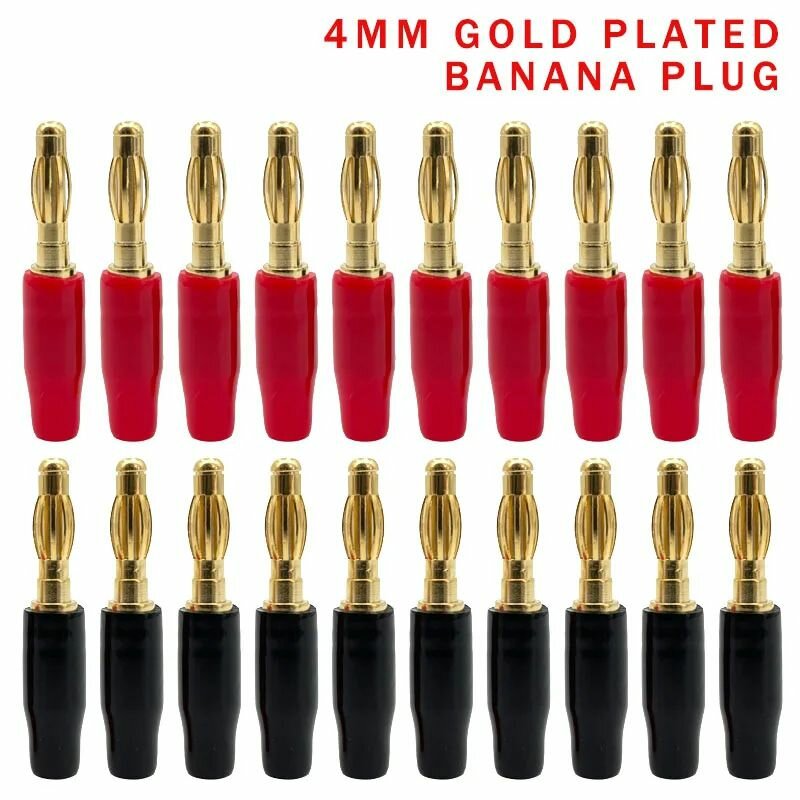 20 шт. 4 мм разъемы типа «банан» с позолоченным медным штифтом для акустического провода/электрического мультиметра для самостоятельного тестирования