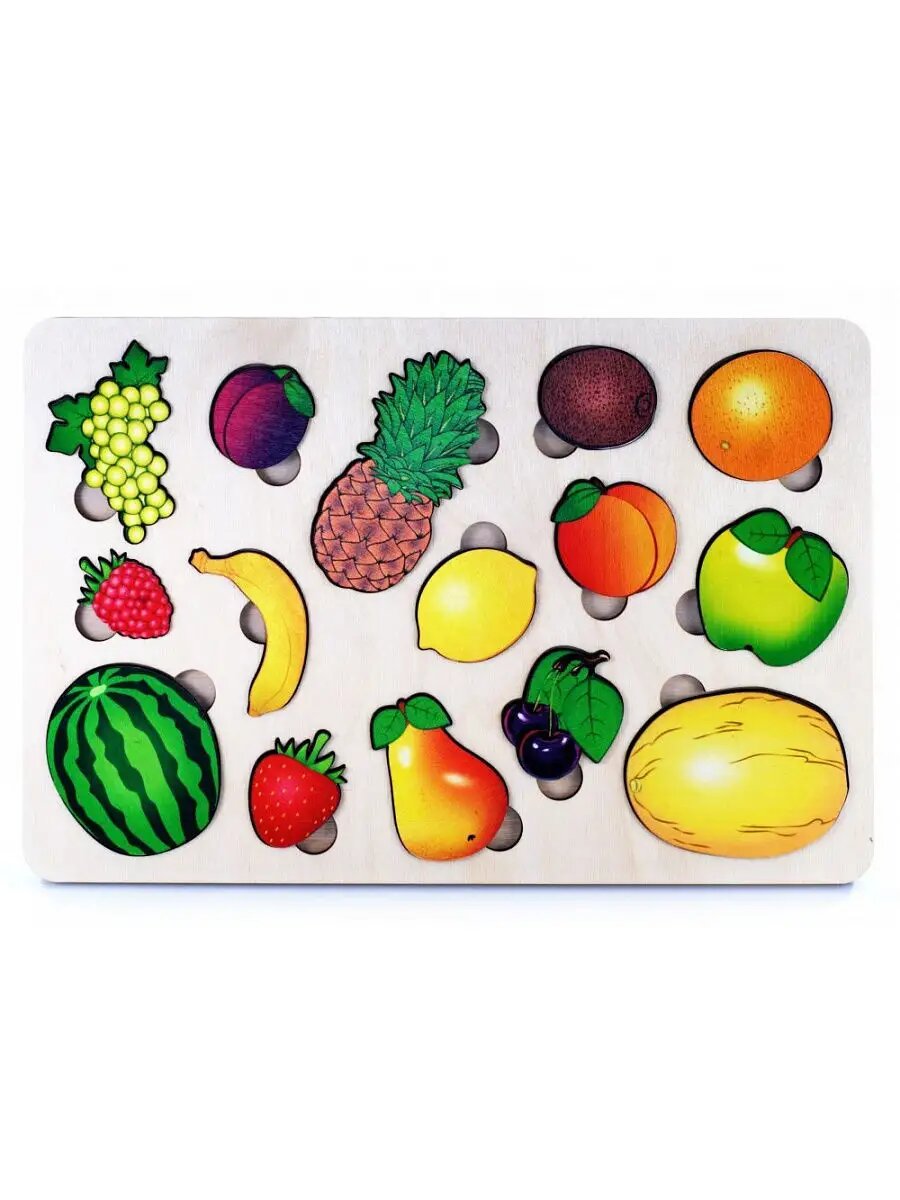 Пазлы деревянные сортер развивающая доска Фрукты для малышей