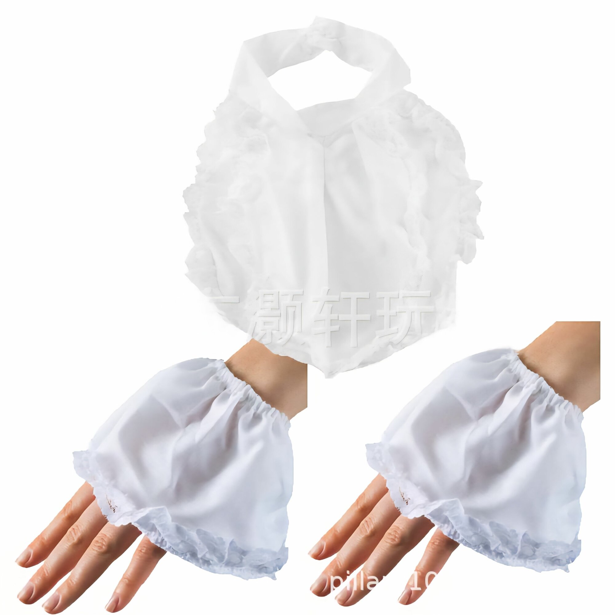 Карнавальное жабо белое с нарукавниками