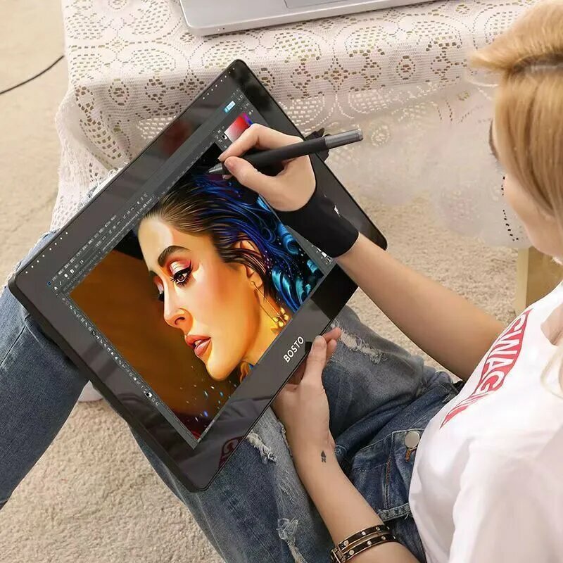 Bosto Графический планшет 15.6' 16HD Интерактивный монитор-планшет /Графический планшет , дигитайзер, рисование/черчение/письмо/урок, формат A4, черный матовый