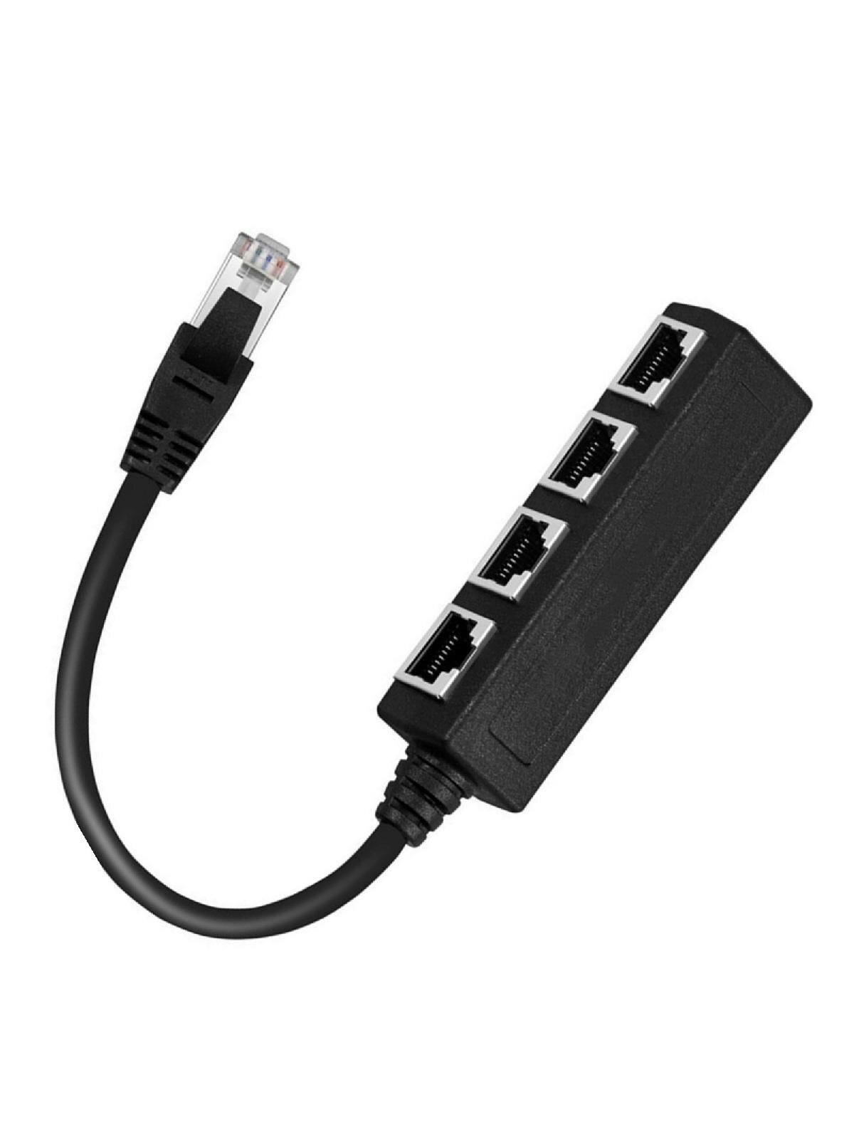 Многопортовый одноточечный кабель-адаптер RJ45 с четырьмя переходниками Ethernet от 1 штекера к 2/3/4 штекеру