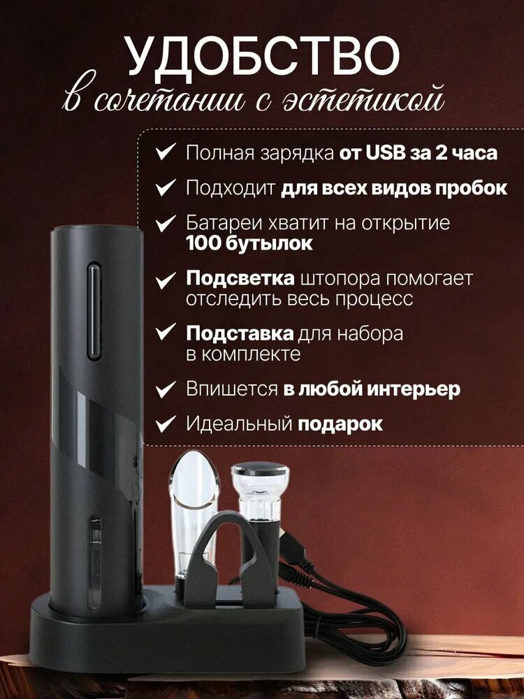 Электрический штопор и набор для вина Circle Joy 5 in 1 Winner