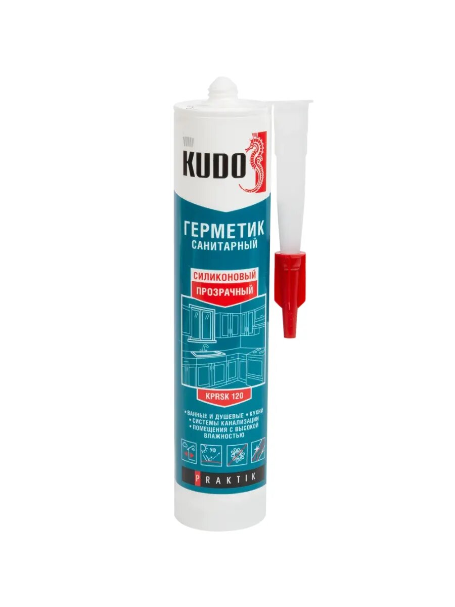 Герметик силиконовый KUDO Praktik, санитарный, прозрачный, 260мл
