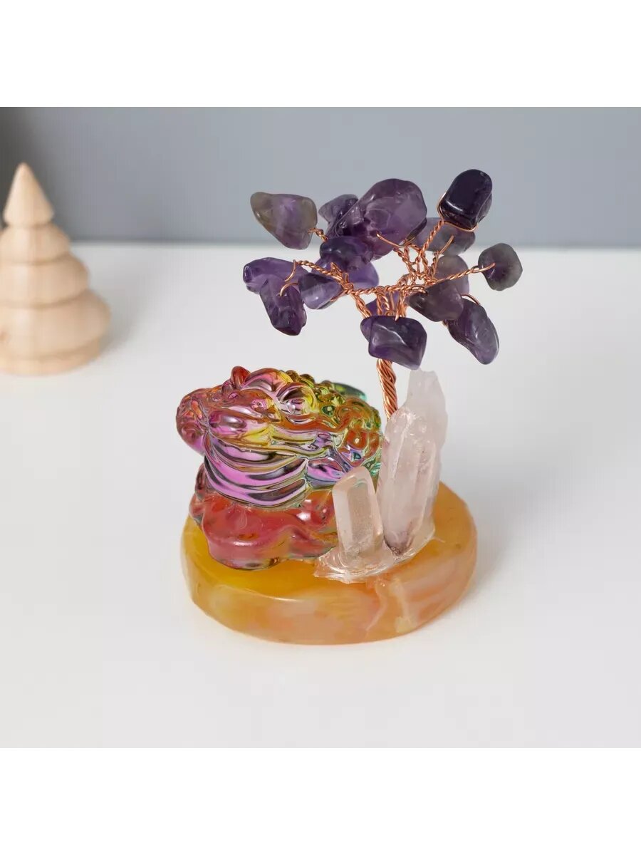 Сувенир Денежное дерево с 18 камнями и жабой