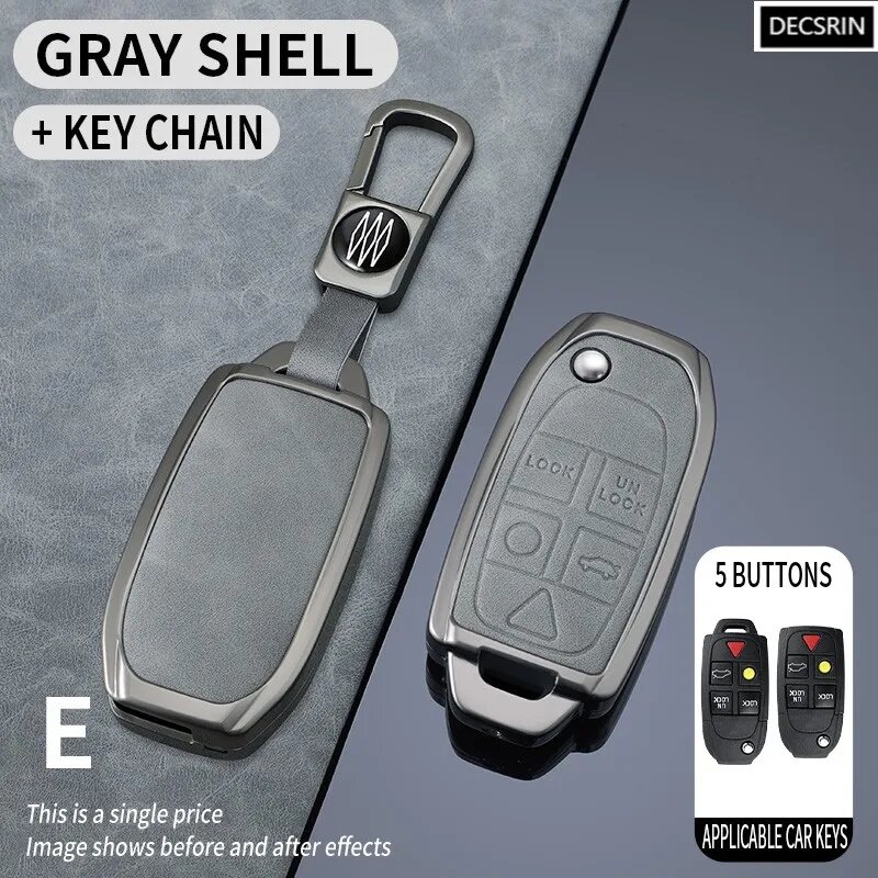 Чехол для ключа Gray Square Set, 5 кнопок, VOLVO