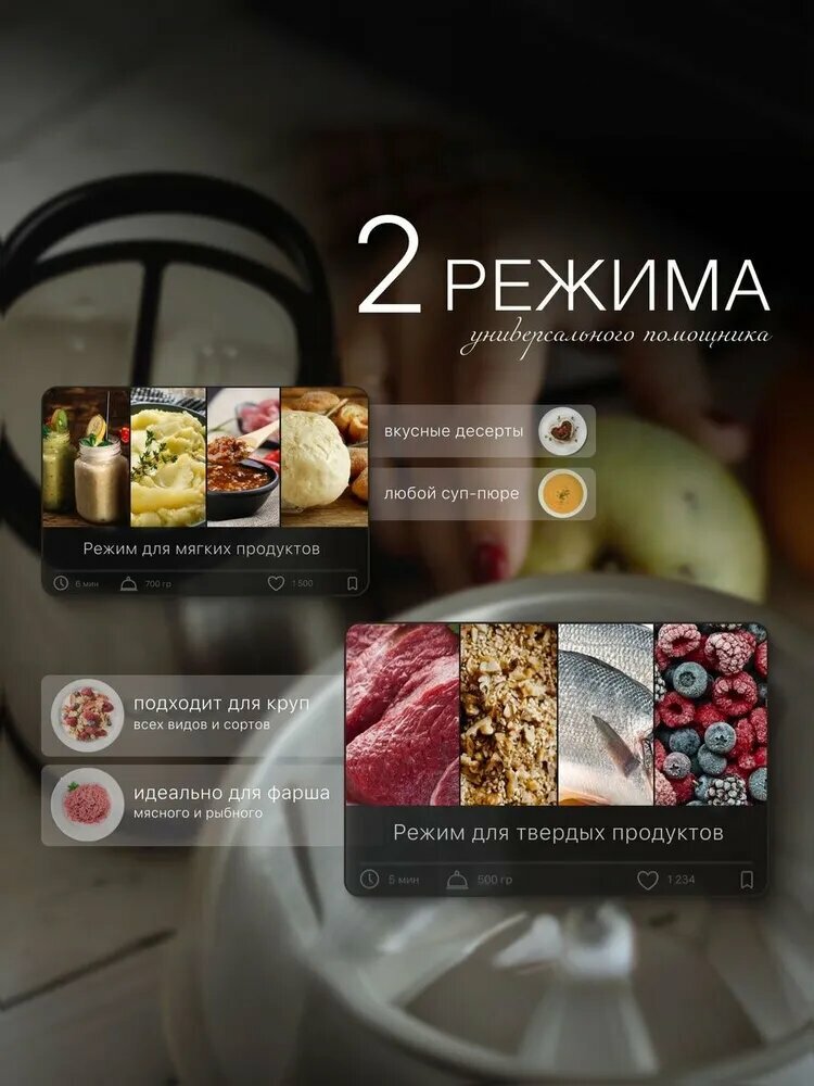 Измельчитель кухонный, 2 скорости, металлический корпус, объем чаши 2л