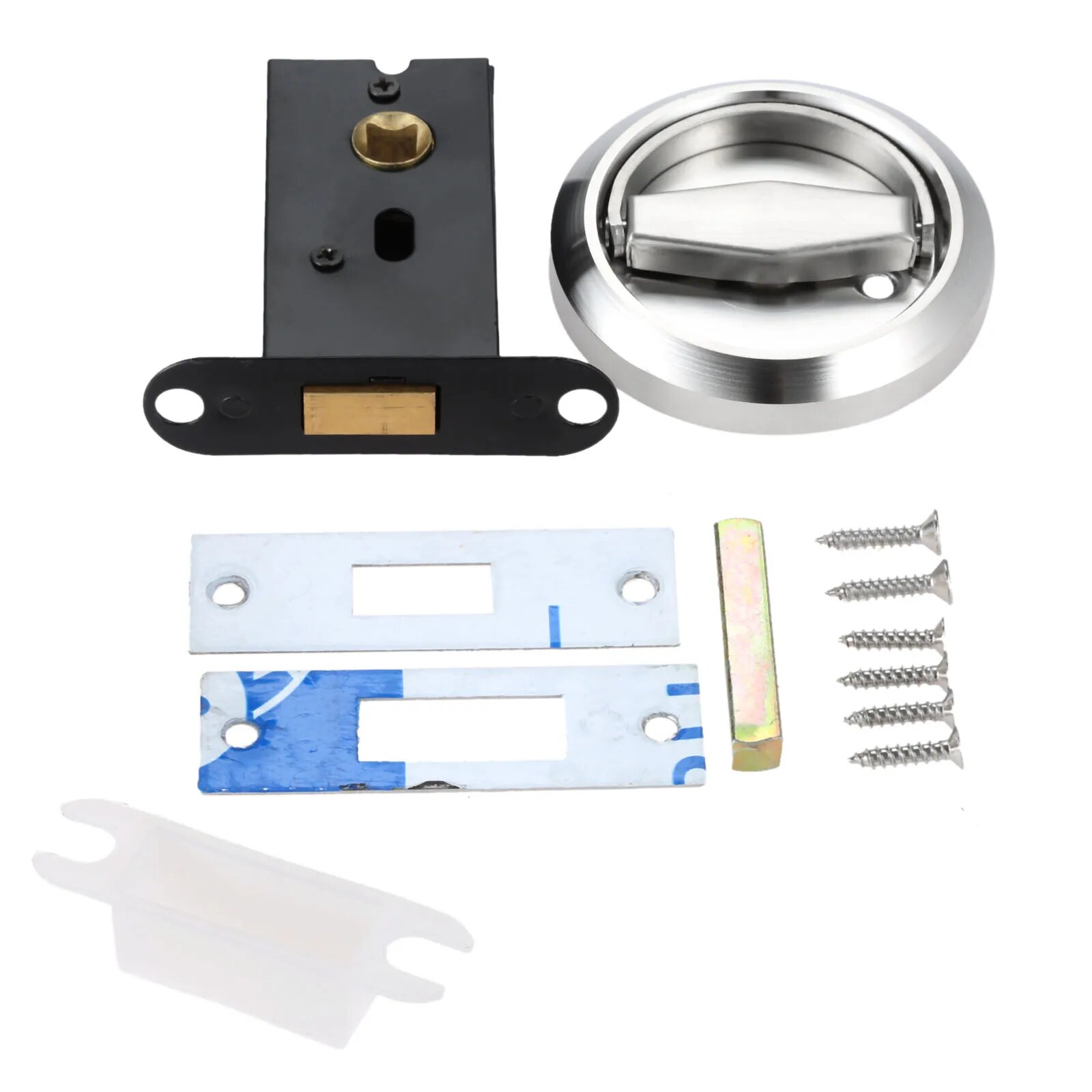 Встраиваемая невидимая дверная ручка из нержавеющей стали, 1 комплект, скрытая дверная замка, защелка и круглый вытяжной круг для раздвижных дверей, шкафов