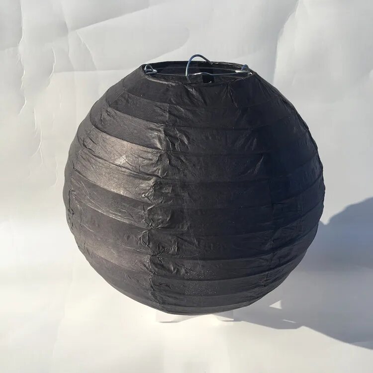 Круглый Китайский бумажный фонарь, черные бумажные шариковые лампы, товары для вечеринок, Рождество, Хэллоуин, праздничное украшение фонаря