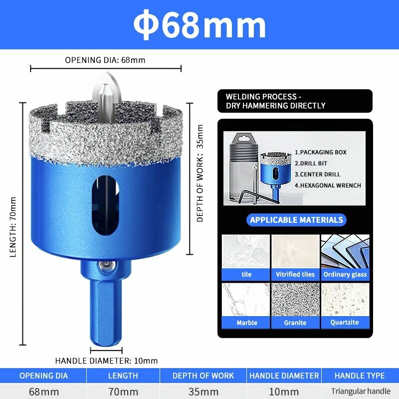 1 шт, 18-110 мм, набор сверл с алмазным покрытием, керамическая кольцевая пила для стекла с позиционным сверлом для стекла, мрамора, гранита, камня, фарфора