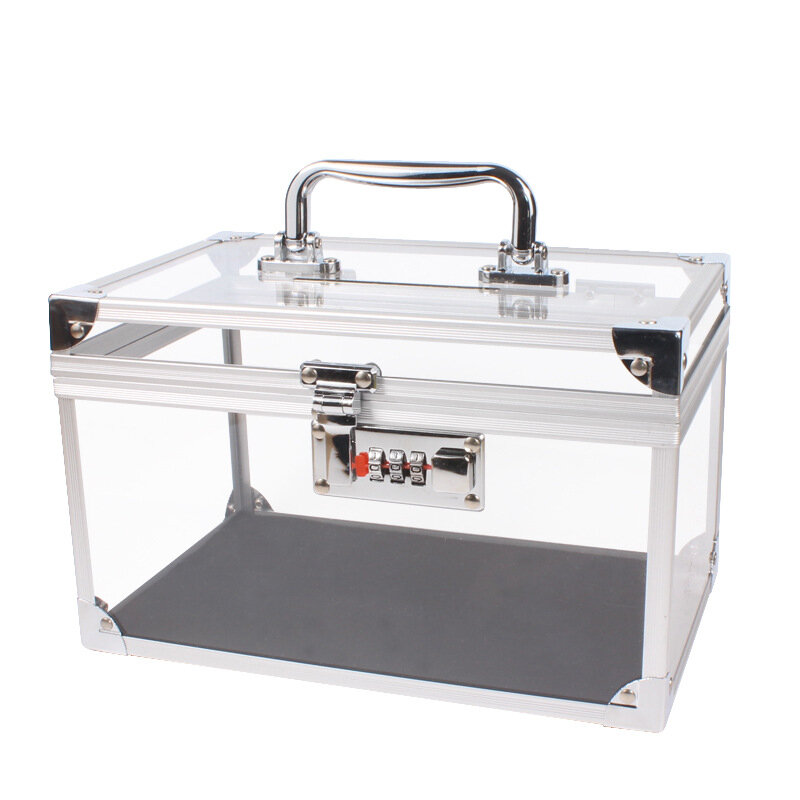 Прозрачная запираемая копилка с кодовым замком – одностороннее депозитное хранилище для детей и взрослых, защитный чехол из ПВХ, 24 x 15 x 15 см