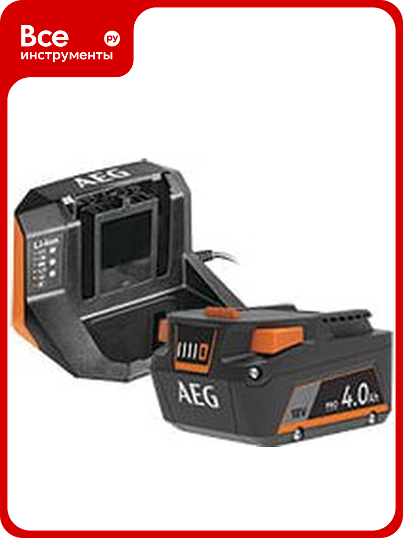 Набор зарядное устройство + аккумулятор SETL1840S 18В, 4Ач, Li-Ion AEG, Легкий и компактный