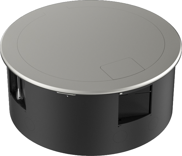 Лючок для верт. установки 4 модулей 45х45мм и 4 модулей 22,5х45мм, круглый, с круглой крышкой, цвет нерж. сталь, Donel