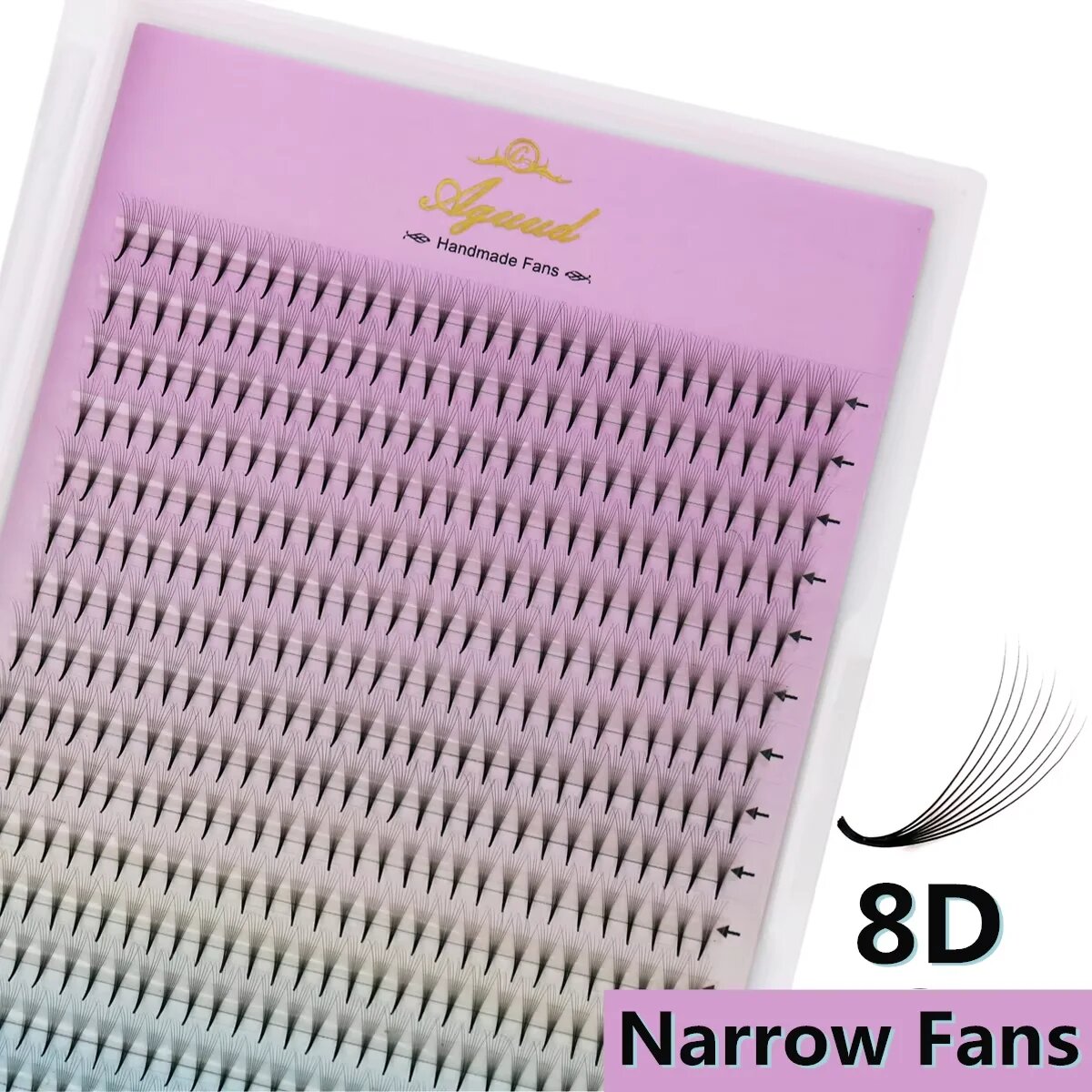 AGUUD 480 премейд вееров для наращивания ресниц 4D-8D D, MIX(8-15mm), XL-8D(480 fans)