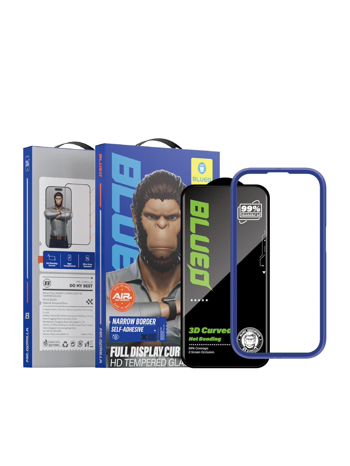 Защитное стекло BlueO для iPhone Air, 3D Curved Hot Bending с загнутыми кромками, с набором для установки