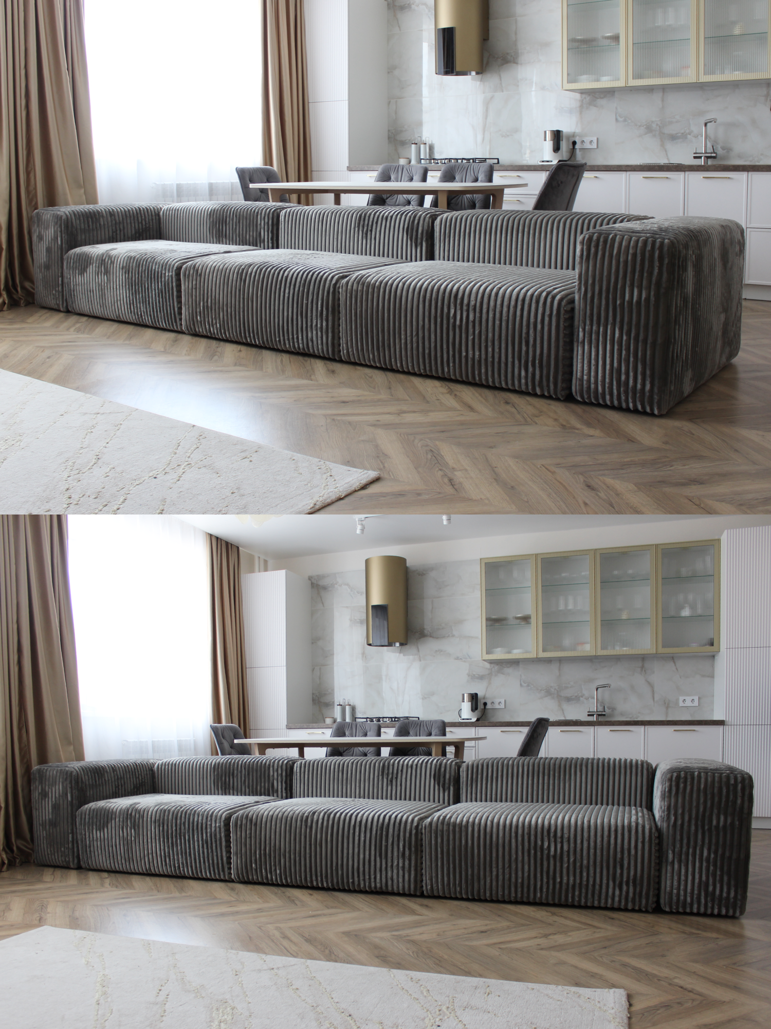 Диван модульный Ромул, серый, 385x105x62