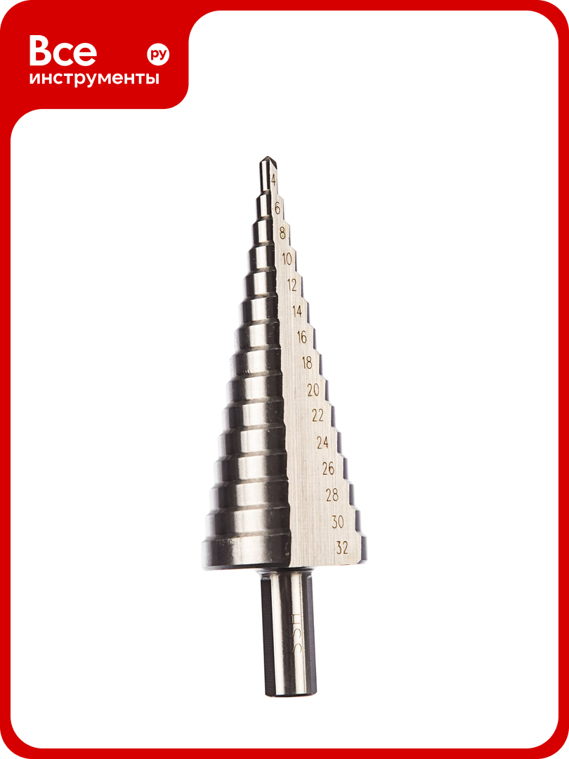 Сверло ступенчатое (4-32 мм; 15 ступеней; HSS; хвостовик 10 мм) Elitech 1820.049300
