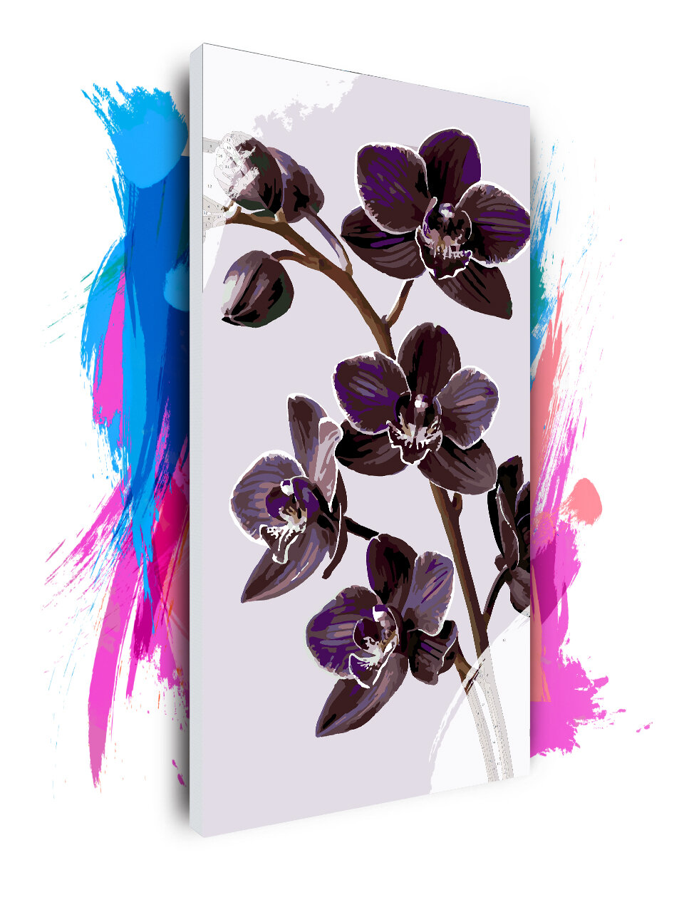 Картина по номерам на холсте Темная Орхидея, 60 х 120 см