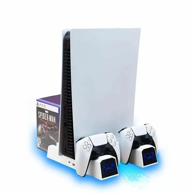 Док-станция для зарядки геймпада Dobe для PS5 IV-P5235 для PS5 Digital Edition и Disc Edition с функцией охлаждения MyPads (Белый)
