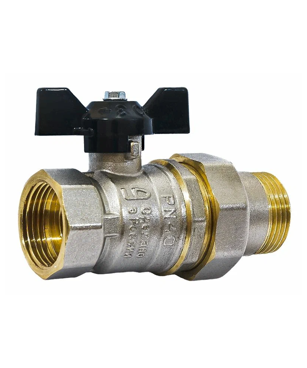 Кран шаровой латунный LD Pride 47.20. В-ГШ. Б Ду 20 Ру 40 вн-американка, (бабочка)