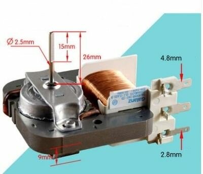 Мотор вращения вентилятора СВЧ 220В 3конт.