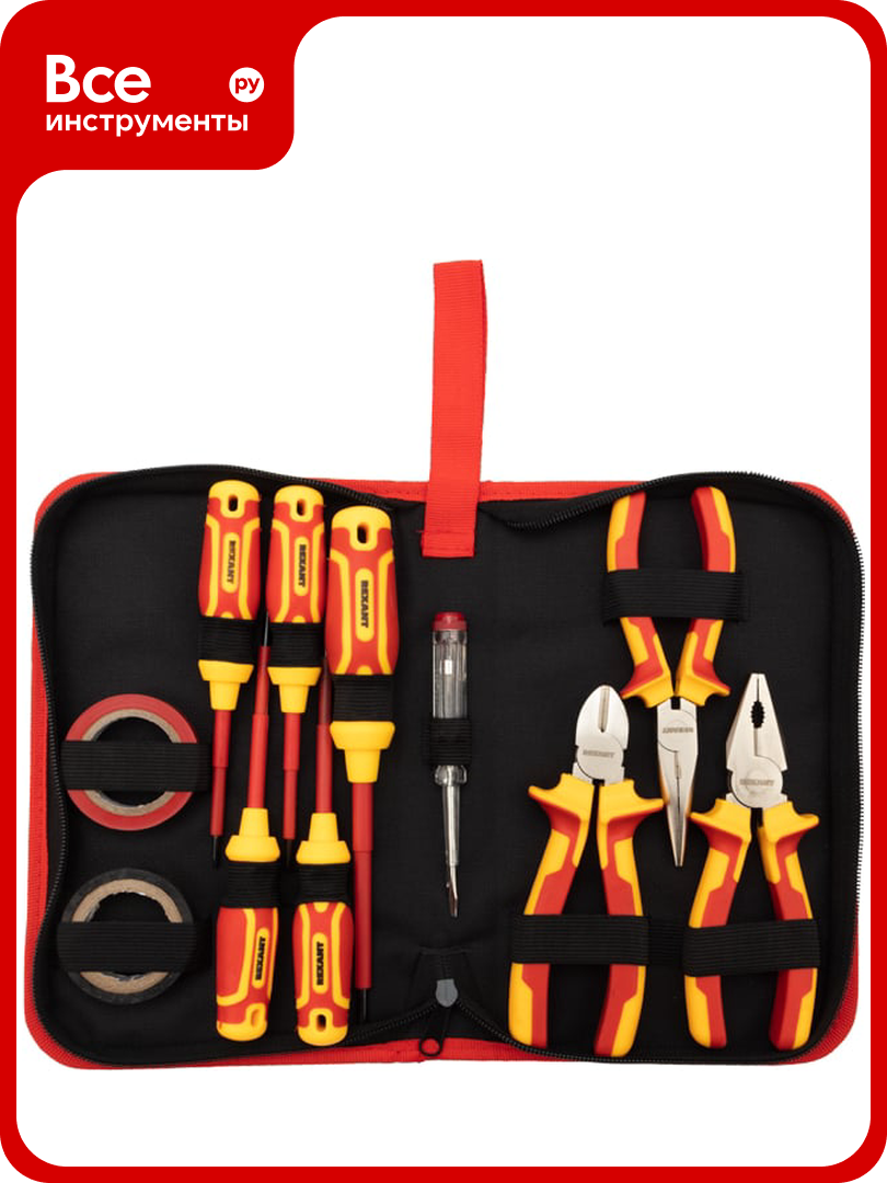 Набор диэлектрического инструмента REXANT RI-02, 11 предметов, до 1000 В, тканевый пенал-3