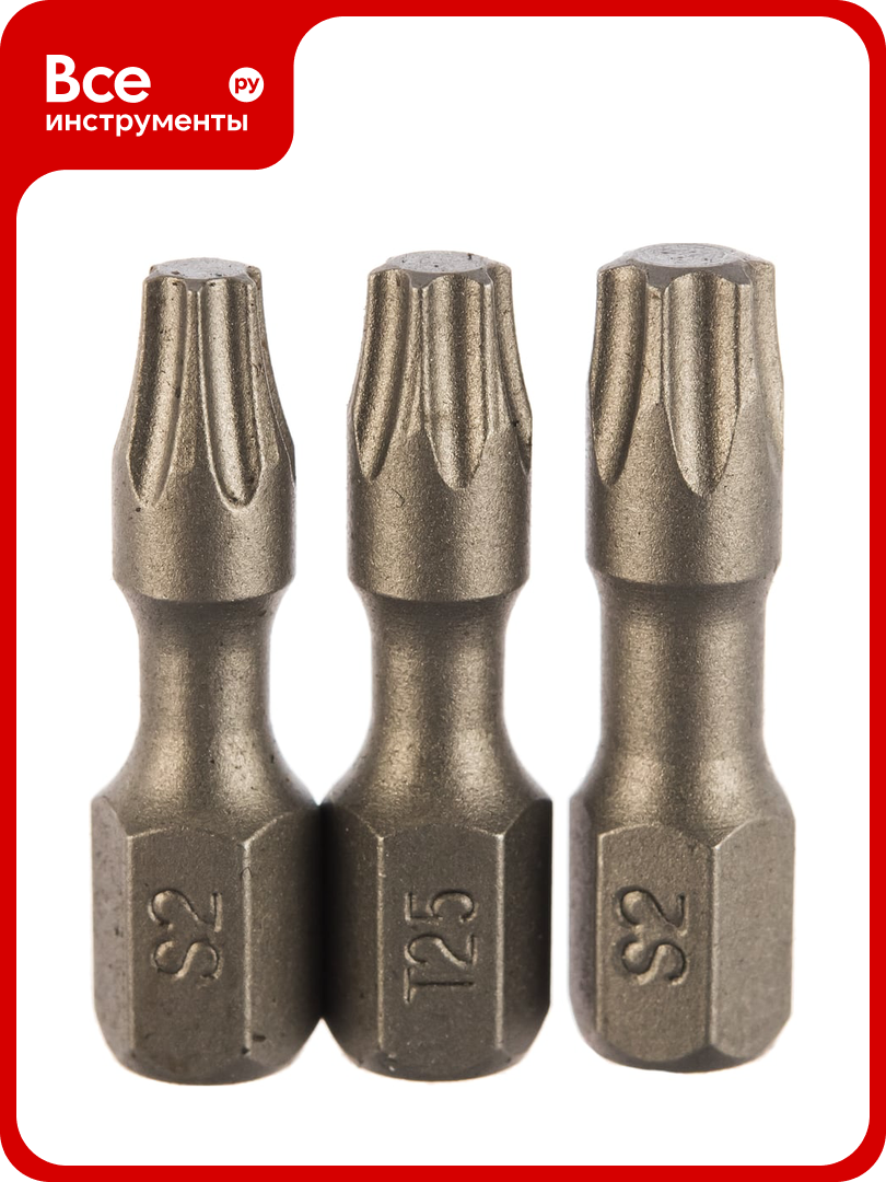 Набор бит Torx №3 (3 шт; 25 мм; Т20/Т25/Т30) Quadro Torsion 490003, из стабильной, работы с шуруповертом