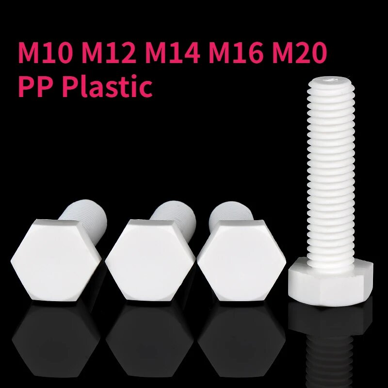 Пластиковые внешние шестигранные болты M10 M12 M14 M16 M20 белые M14 -5pcs, 80mm