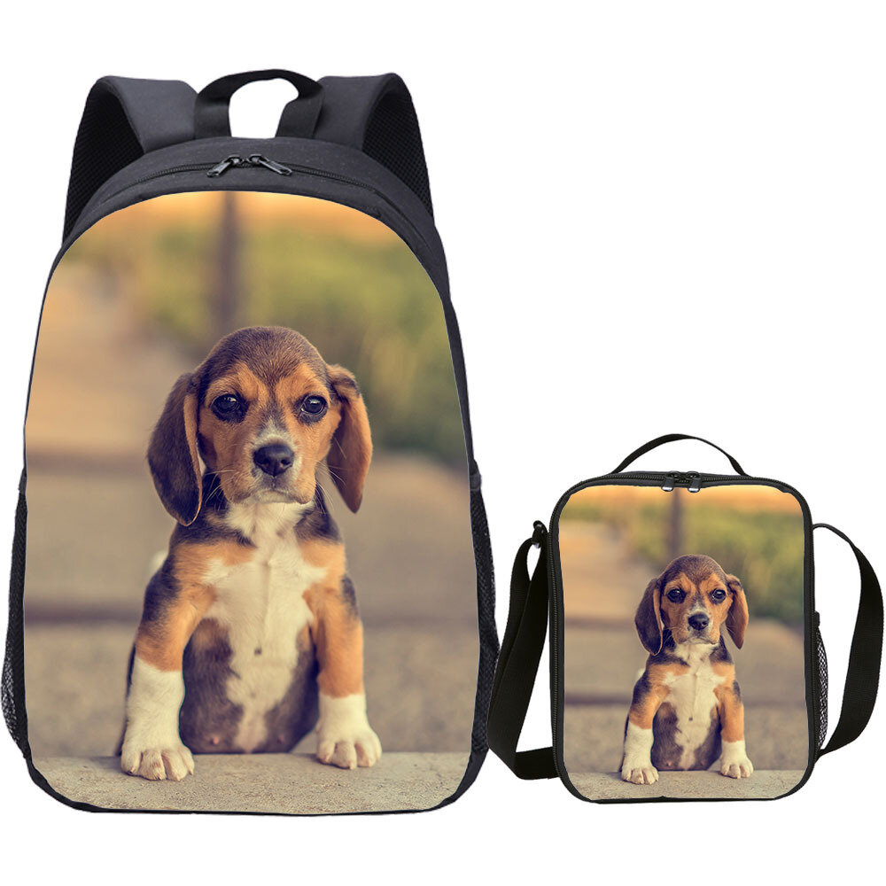 Школьная сумка Bige Dog с цветной печатью 17-дюймовый большой емкости для учеников начальной школы школьная сумка для обеда костюм