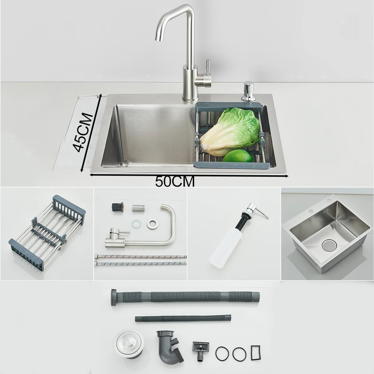 Встраиваемые раковины из нержавеющей стали, кухонные краны, раковины со сливами, наборы кухонных смесителей, многофункциональные кухонные мойки, Brushed nickel LP2