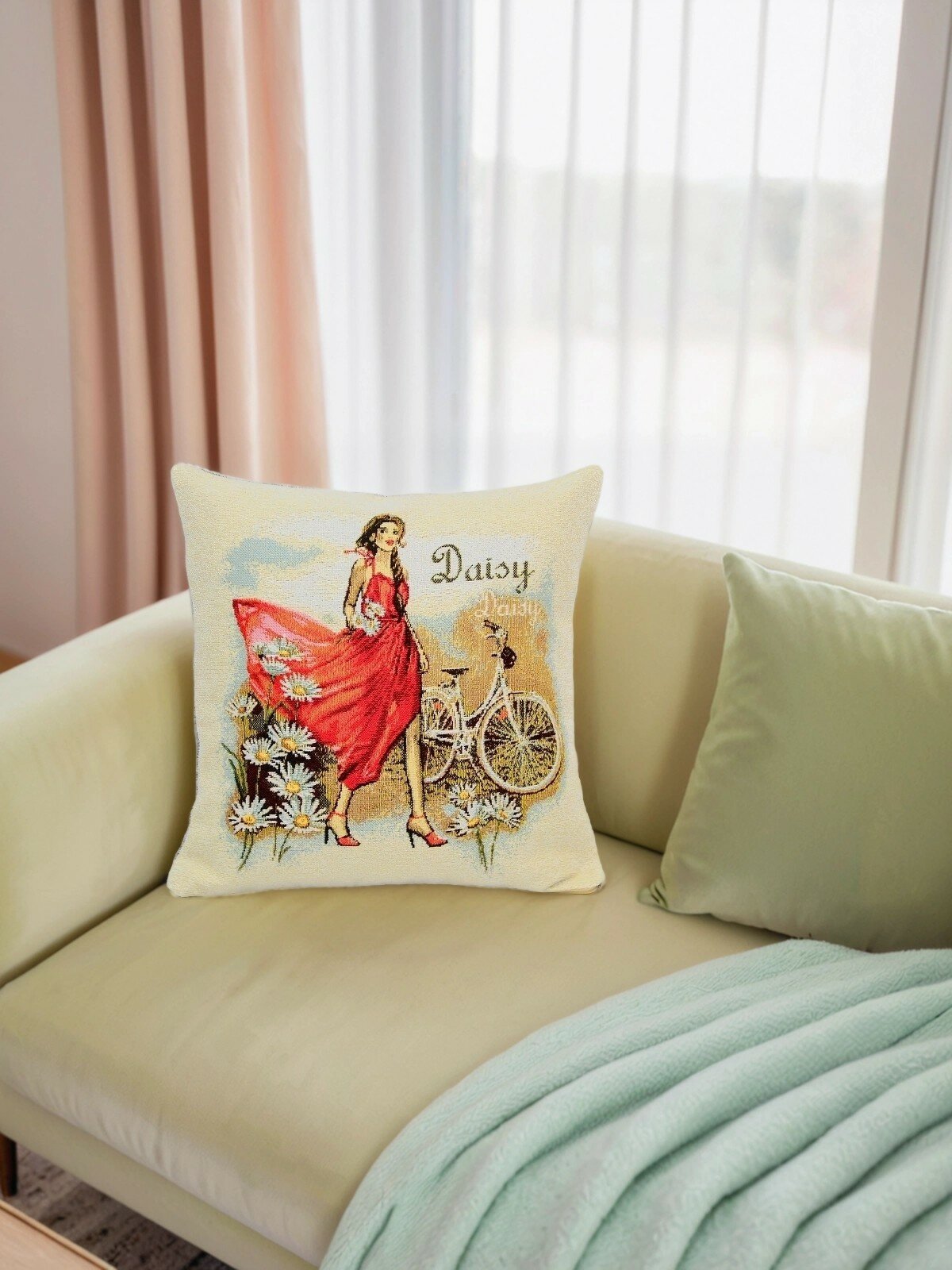 Декоративная гобеленовая наволочка "Леди Ромашка" 32х32 см MIDA VANERI