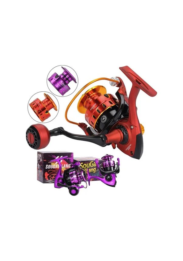 Катушка для спиннинга 1000-5000, передаточное число 5.2:1, цвет фиолетовый, для ловли в пресной воде - 56935814, модель "Красный-фиолетовый", вес 210-251 г