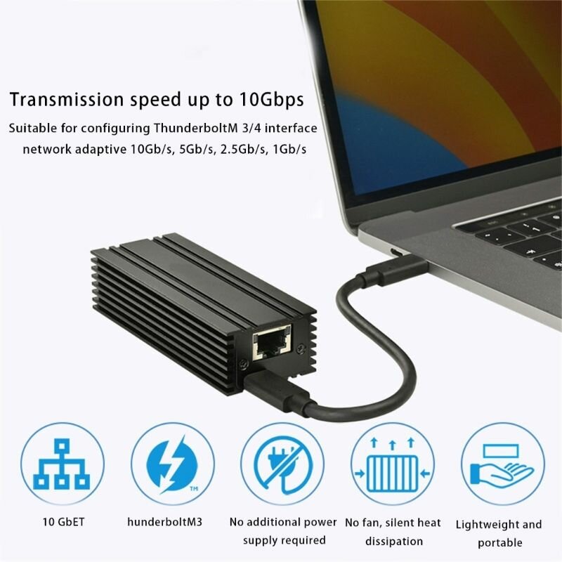 Однопортовая 10-гигабитная сетевая карта USB4 Thunderbolt 3/4 адаптер сетевой карты RJ45