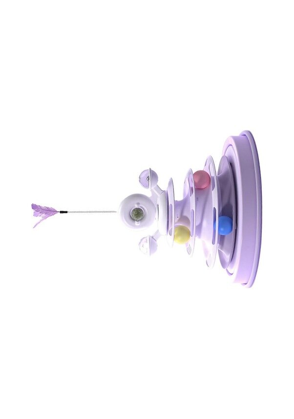 Игрушка-башня с кошачьей мятой, 4-этажная, вращающаяся на рельсах, для домашних животных, фиолетовая, S1109