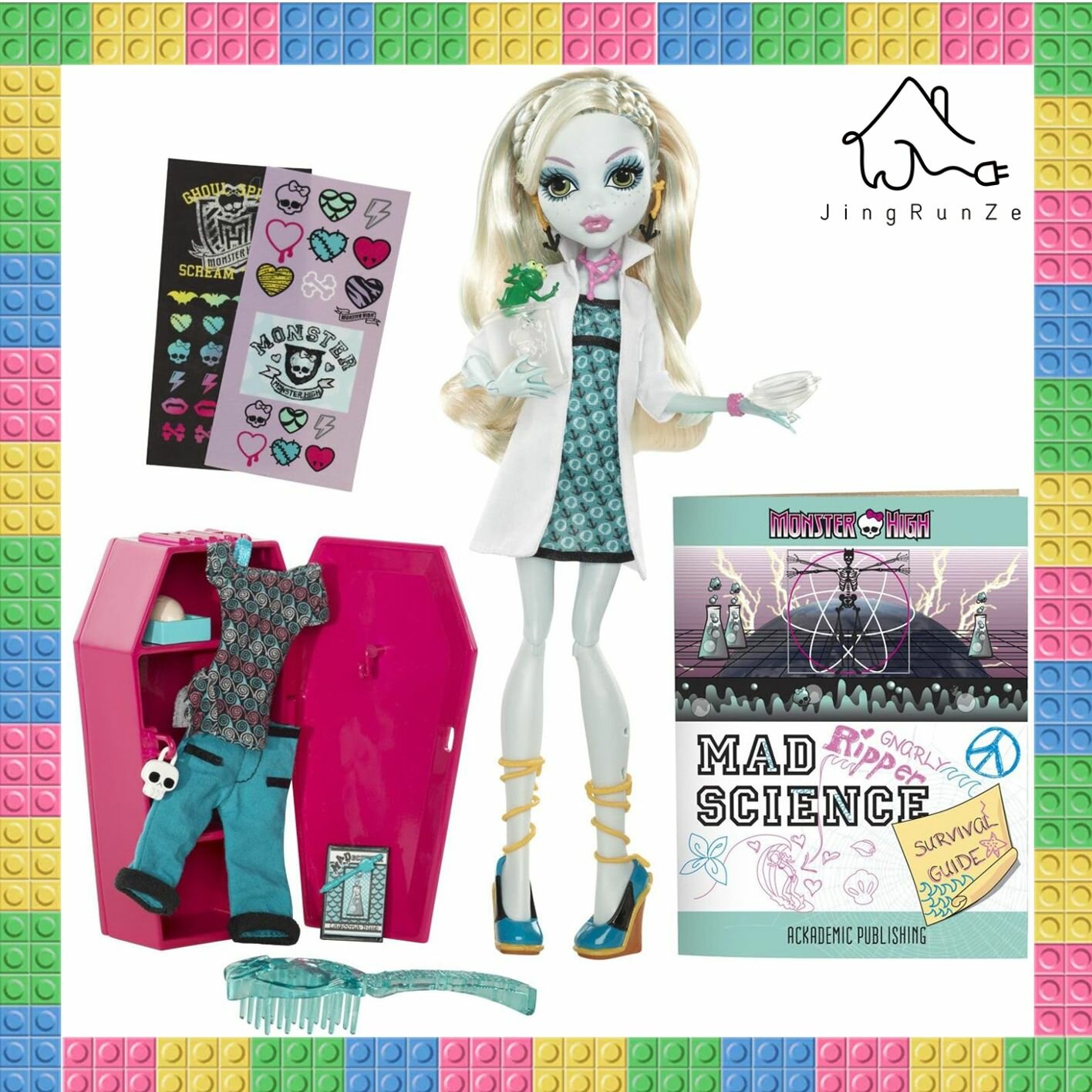 Набор игрушек для класса Monster High и кукла Лагуна Блю, включая запасную одежду, аксессуары для класса, шкафчик с наклейками и руководство по выживанию