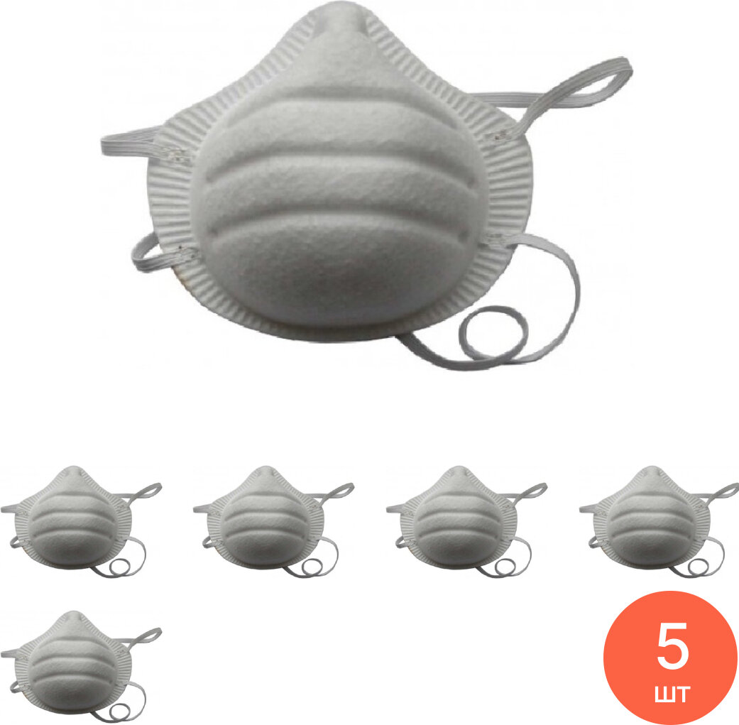 Респиратор 888 от мелкой пыли, полумаска фильтрующая противоаэрозольная, многослойная, одноразовая, из полипропилена, белая, FFP1, 2шт. / защита органов дыхания (комплект из 5 шт)