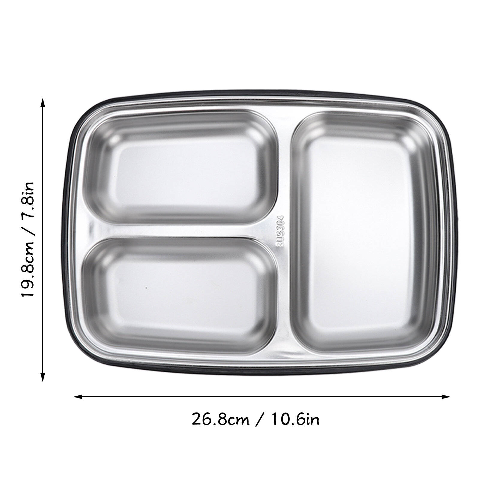 Ланч-бокс Bento с термоизоляцией, 3 сетки, герметичный, из нержавеющей стали 304, ланч-бокс Bento для студентов, школьного офиса, черный