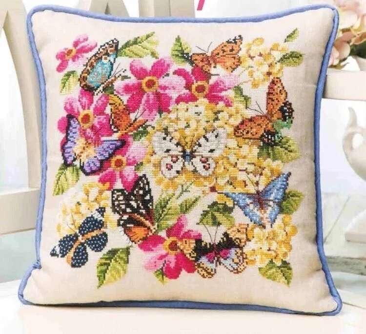 Набор для вышивки крестом Подушка-бабочка и цветок 16CT Cotton aida
